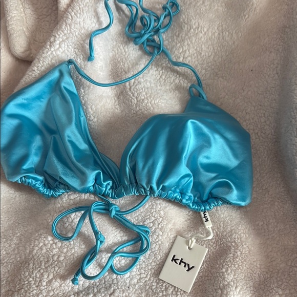 Swim | Khy Blue Satin Bikini Top | Poshmark